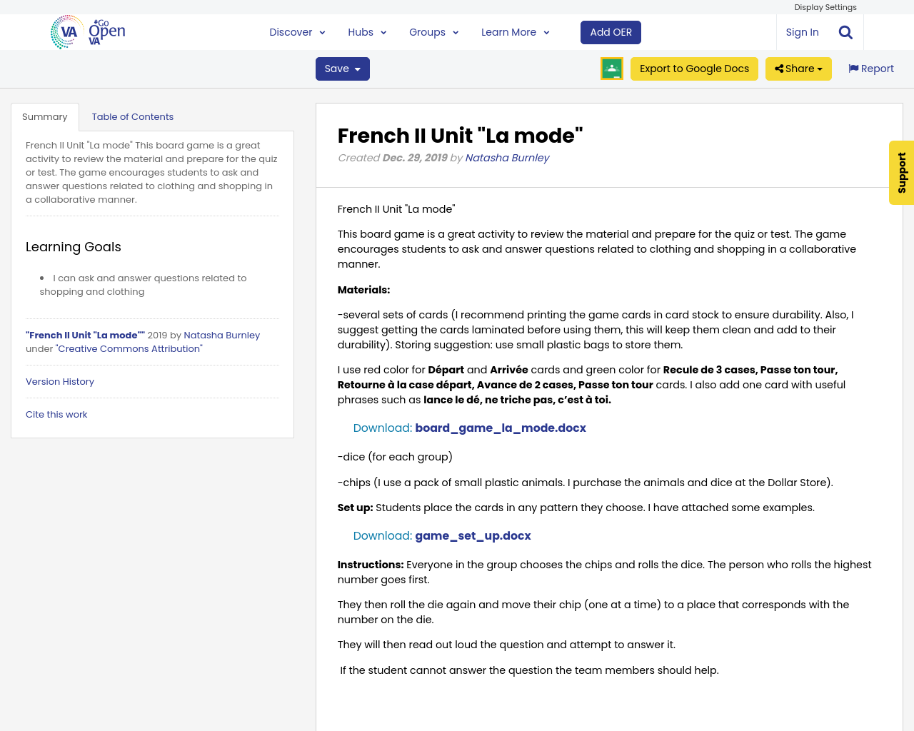 French II Unit "La mode" | #GoOpenVA