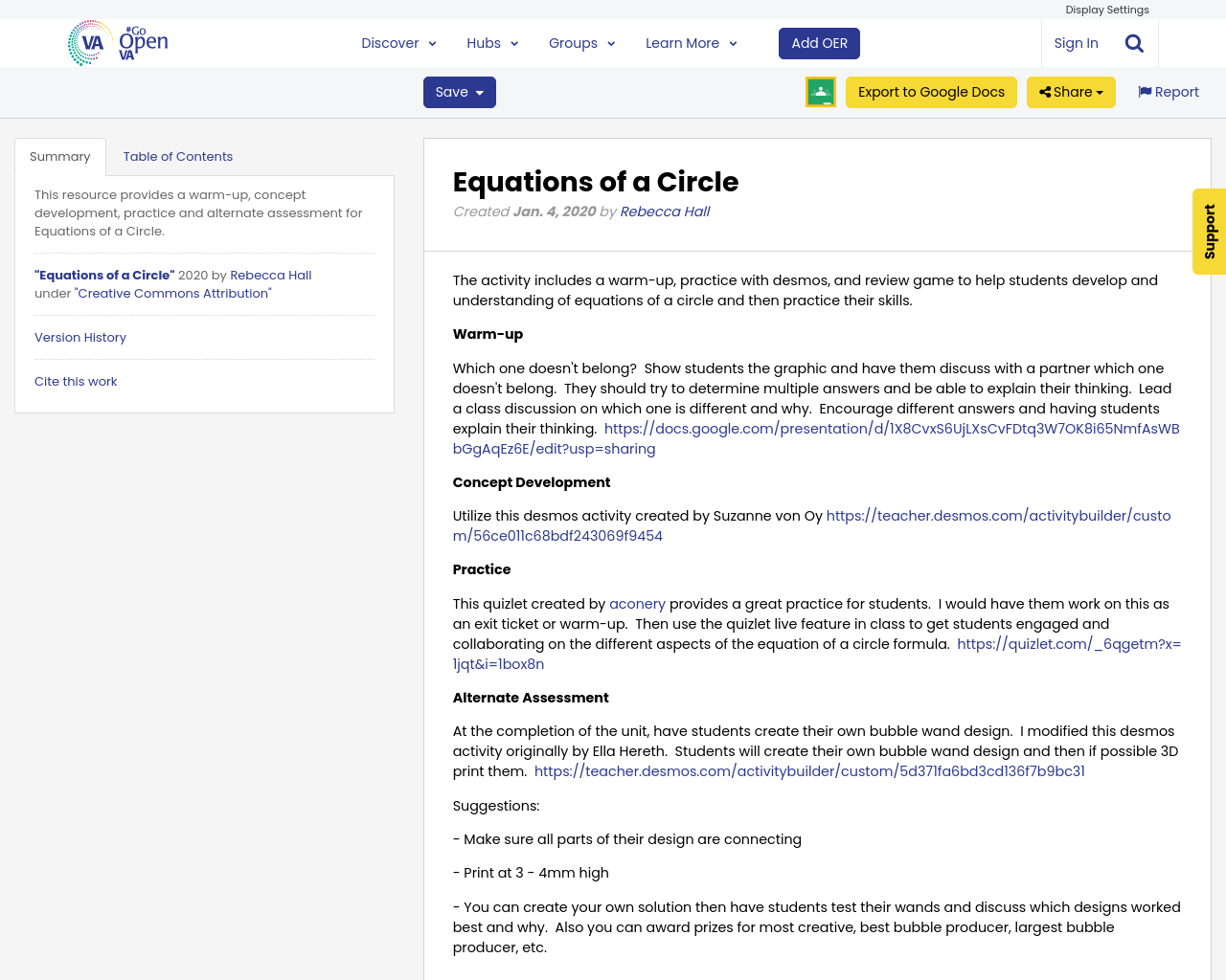 Equations Of A Circle GoOpenVA