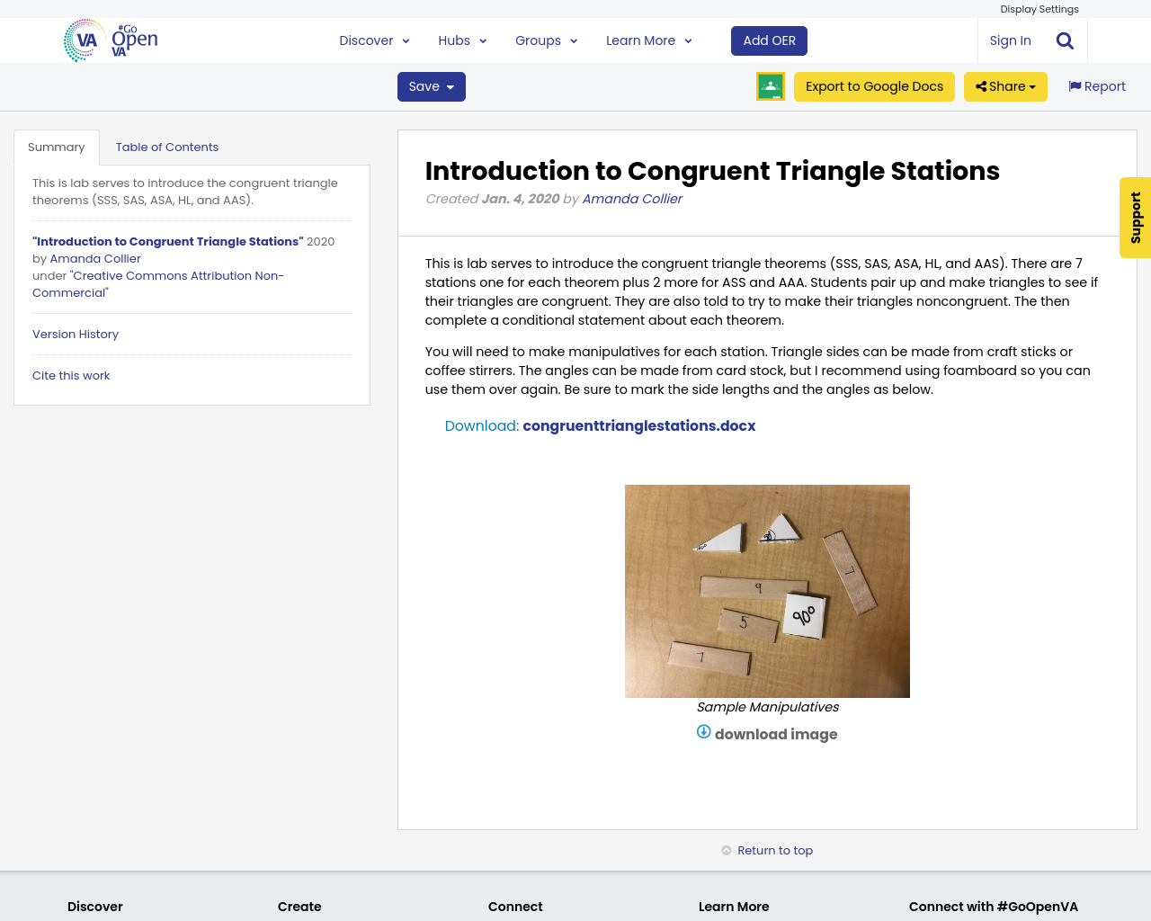 Introduction to Congruent Triangle Stations | #GoOpenVA
