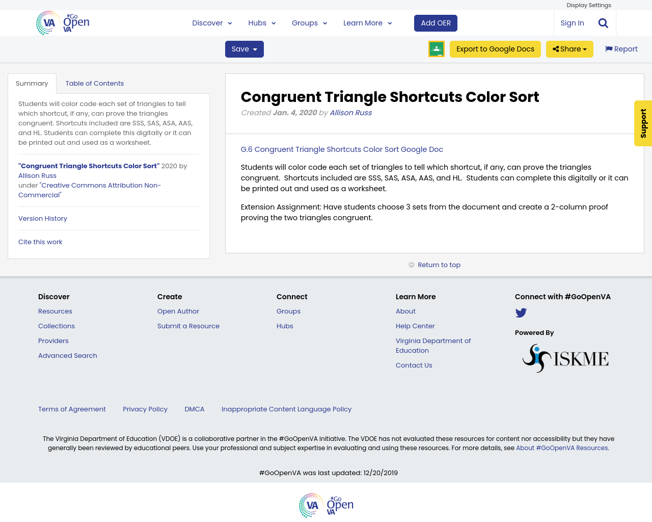 Congruent Triangle Shortcuts Color Sort | #GoOpenVA