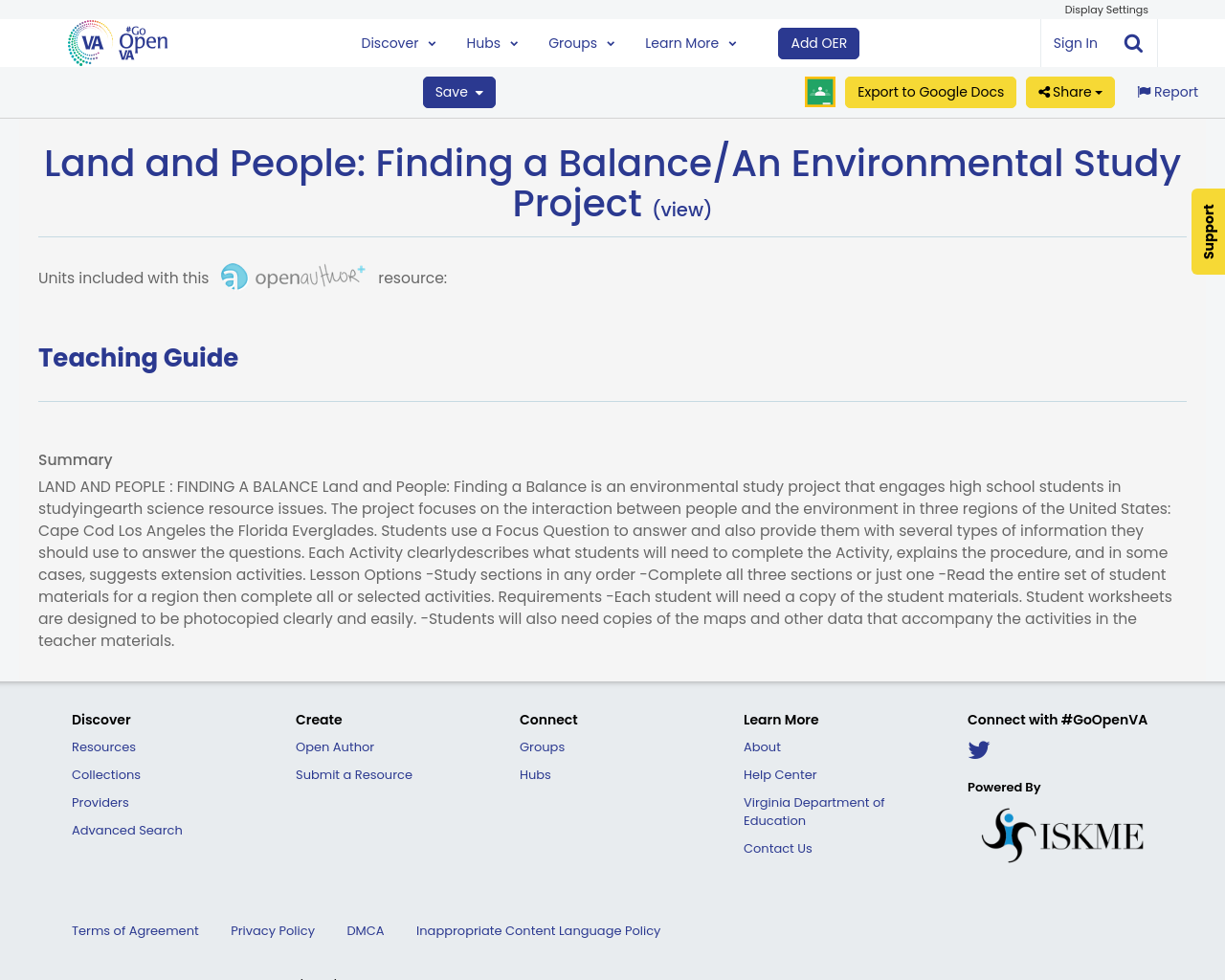 Land and People: Finding a Balance/An Environmental Study Project | # ...