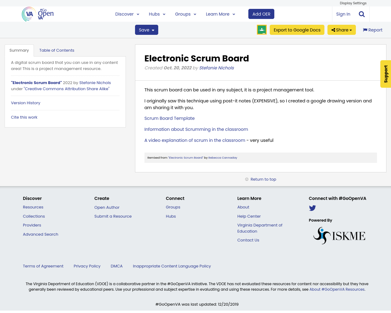 Electronic Scrum Board | #GoOpenVA