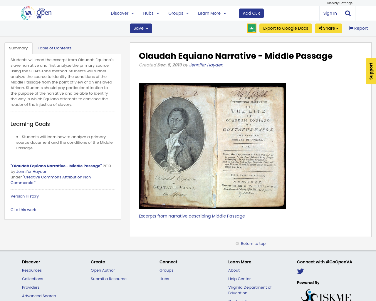 Olaudah Equiano Narrative - Middle Passage | #GoOpenVA