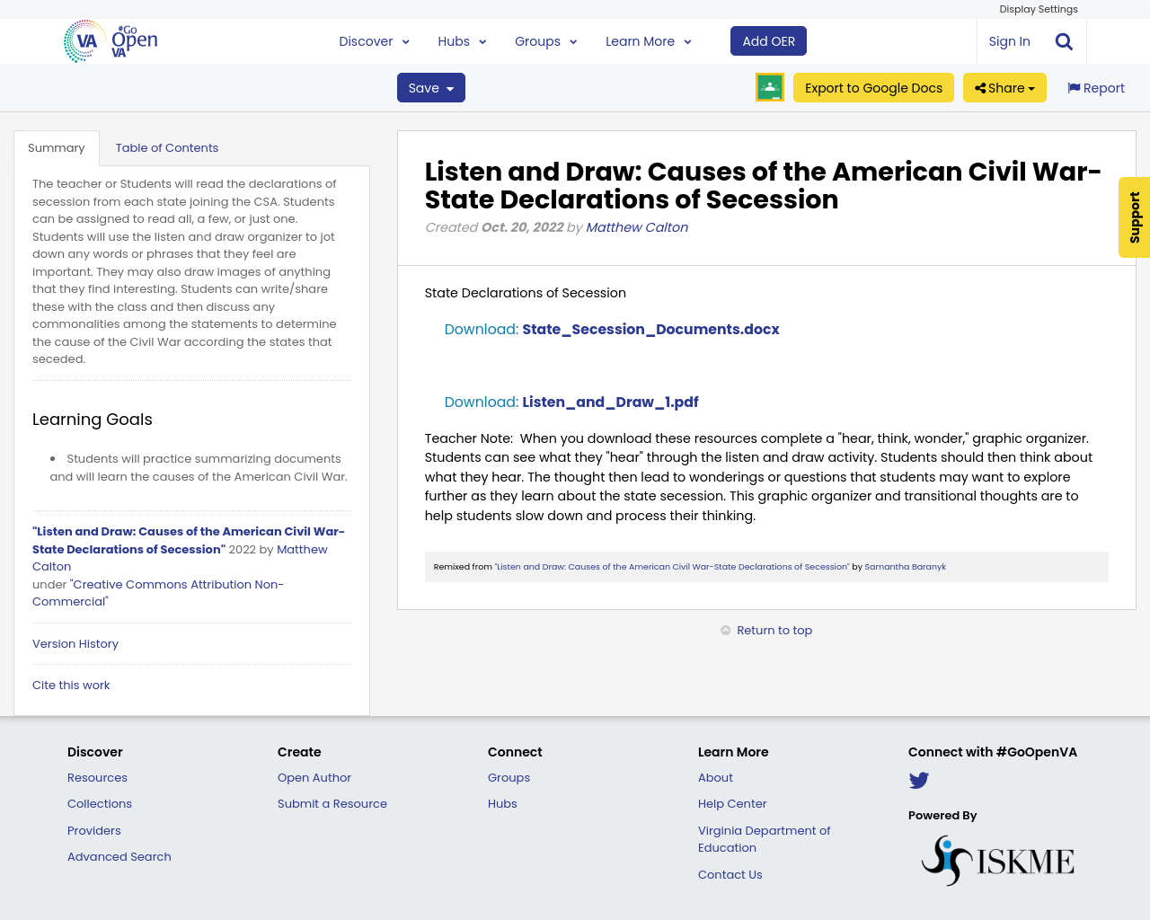 Listen and Draw: Causes of the American Civil War-State Declarations of ...