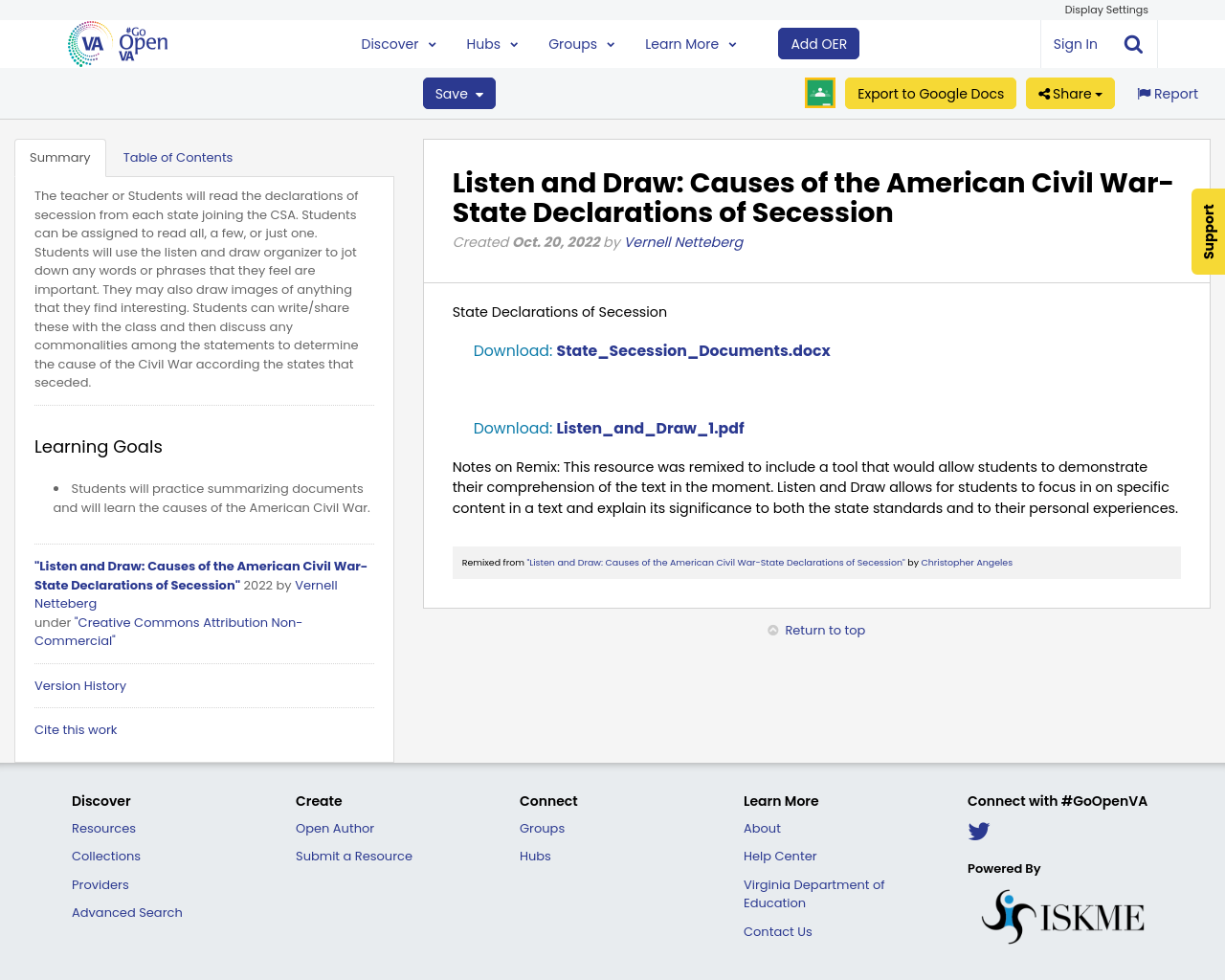 Listen and Draw: Causes of the American Civil War-State Declarations of ...