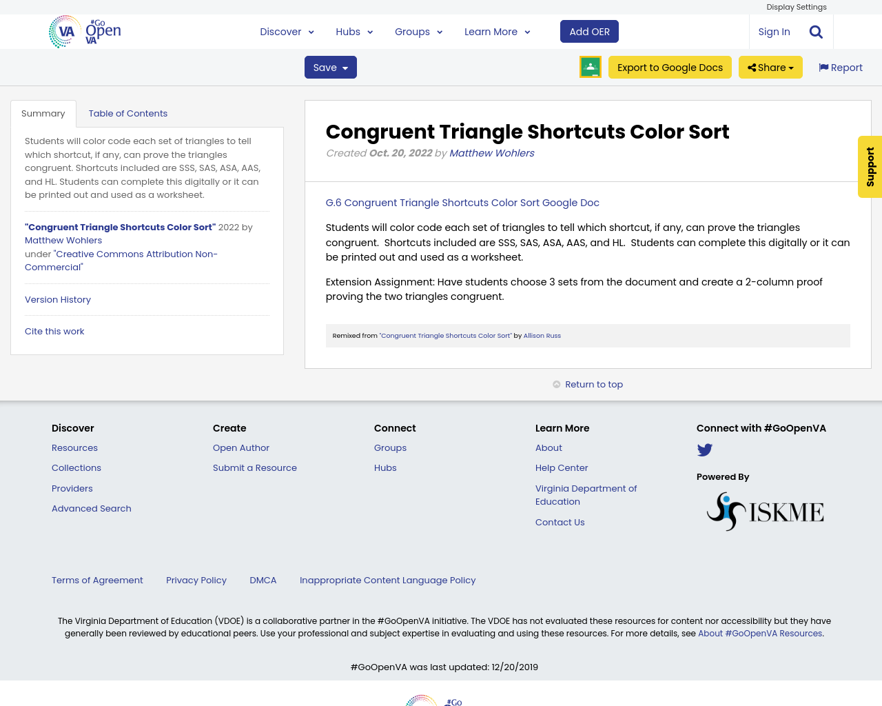 Congruent Triangle Shortcuts Color Sort | #GoOpenVA